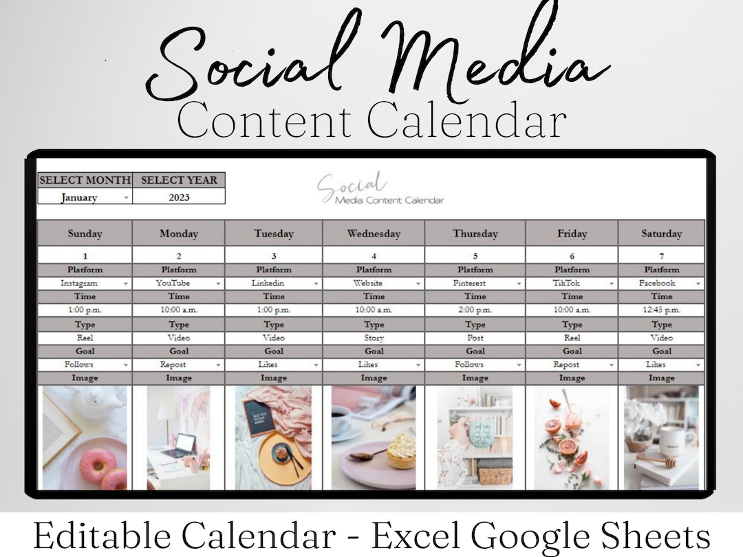 Social Media Content Calendar Template Social Media Content Planner ...