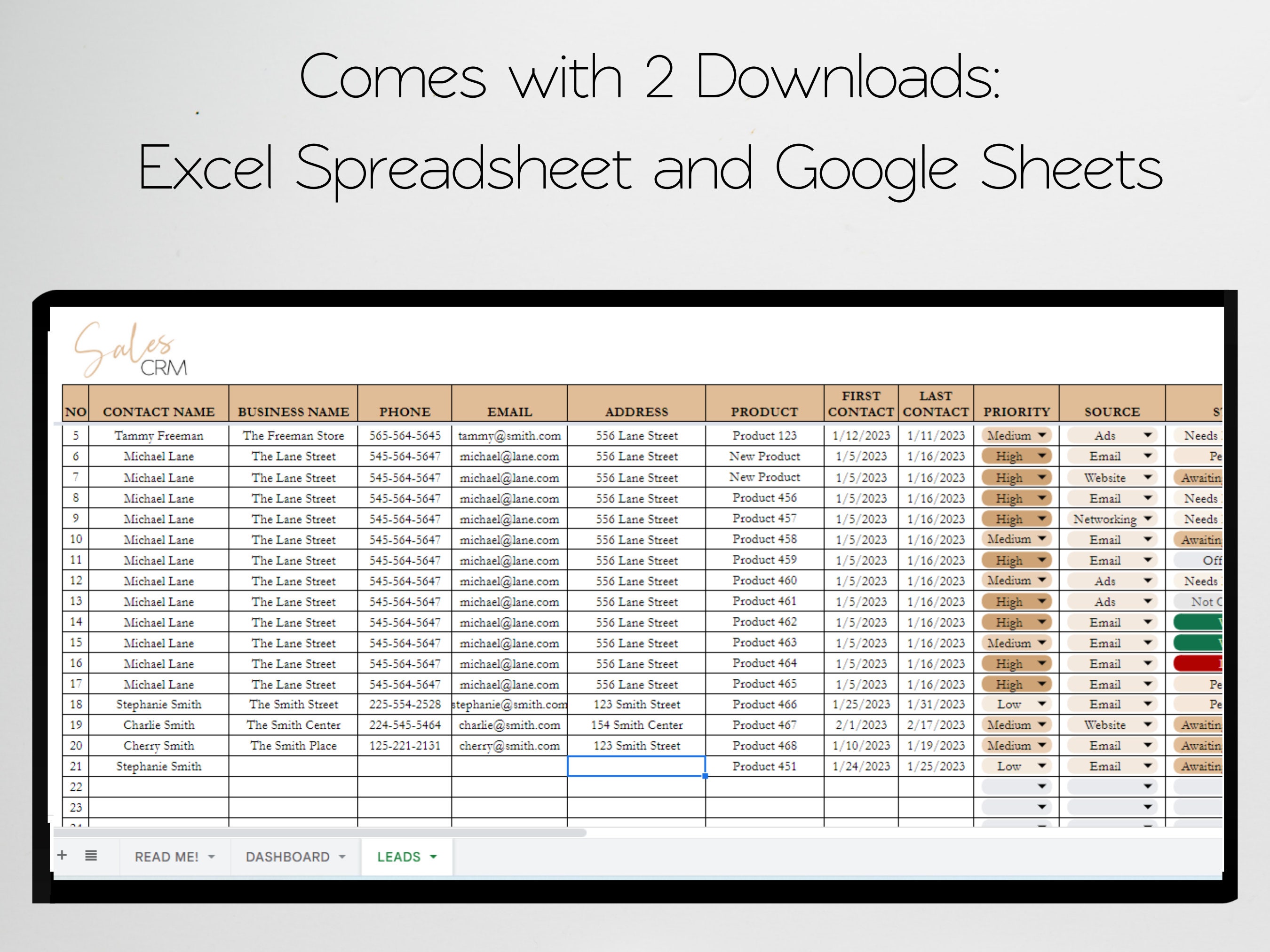 Sales CRM Template Excel, CRM Google Sheet, Crm Template, Excel ...