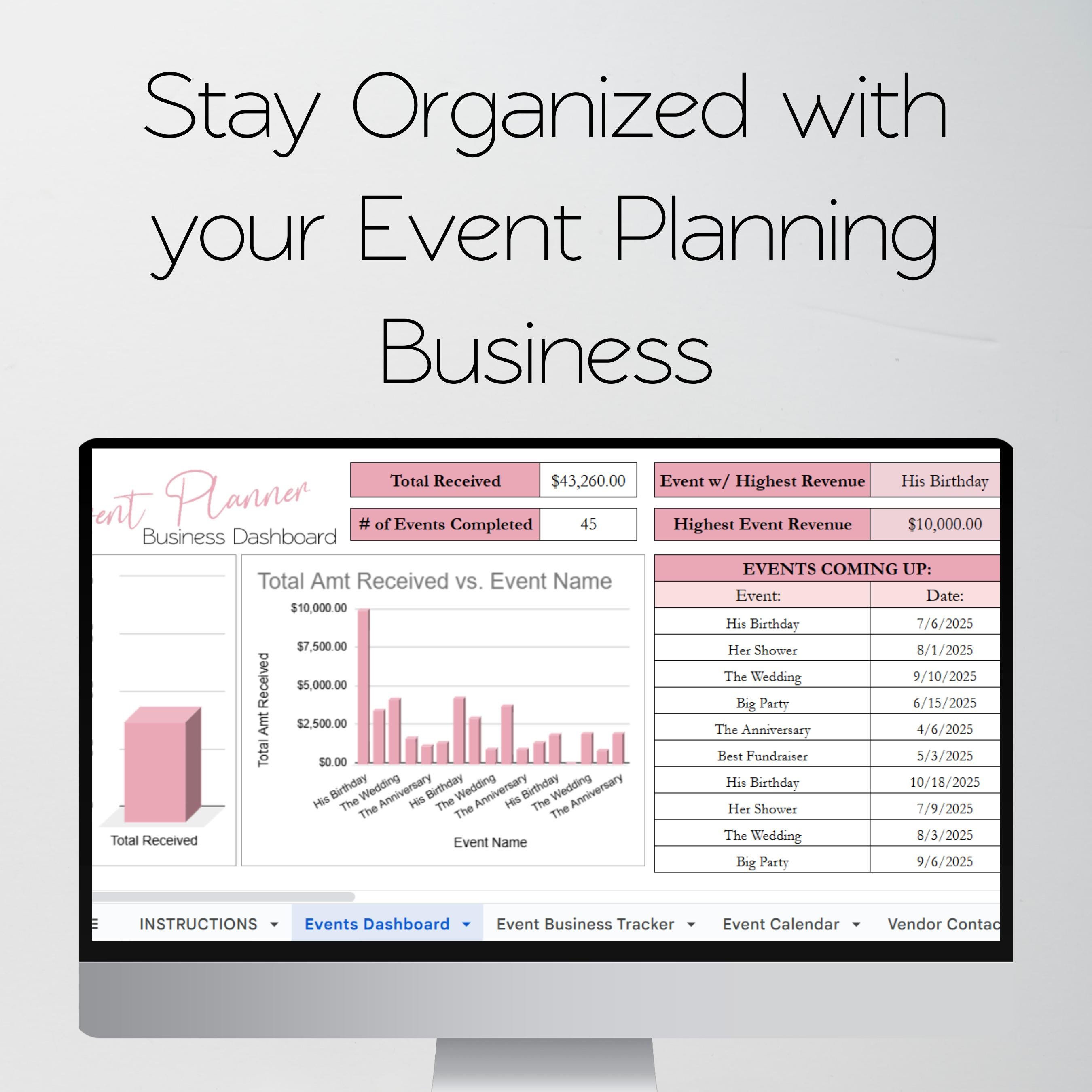 Event Planning Business Template, Event Planner Spreadsheet Template ...