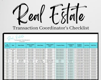 Realtor Transaction Checklist, Real Estate Excel Spreadsheets ...