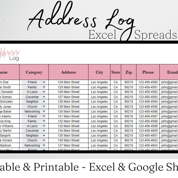 Excel Spreadsheet - Etsy