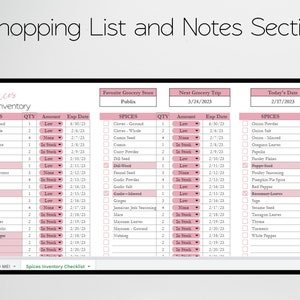 Spices Inventory List, Pantry Inventory Spreadsheet, Spice Inventory ...