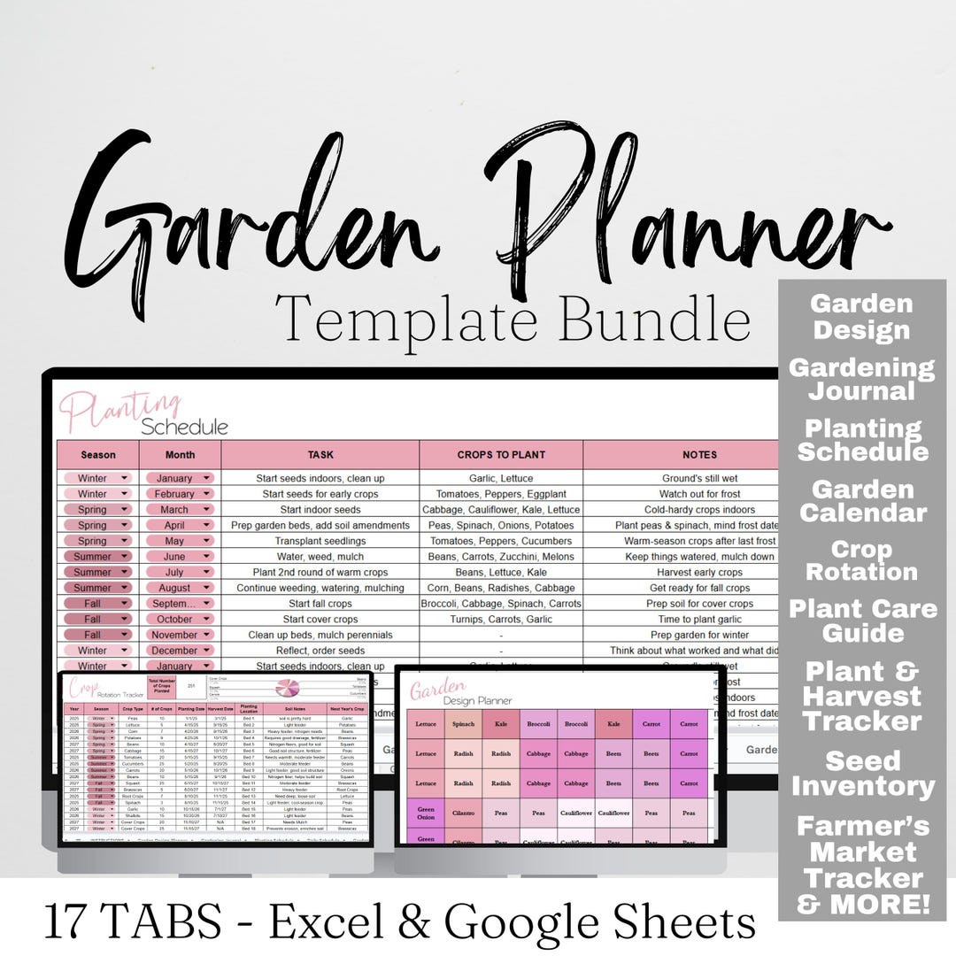 Garden Planner, Garden Spreadsheet, Garden Tracker, Planting Tracker ...