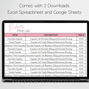 Bakery Business Plan, Bakery Spreadsheet, Bakery Order Form, Bakery ...
