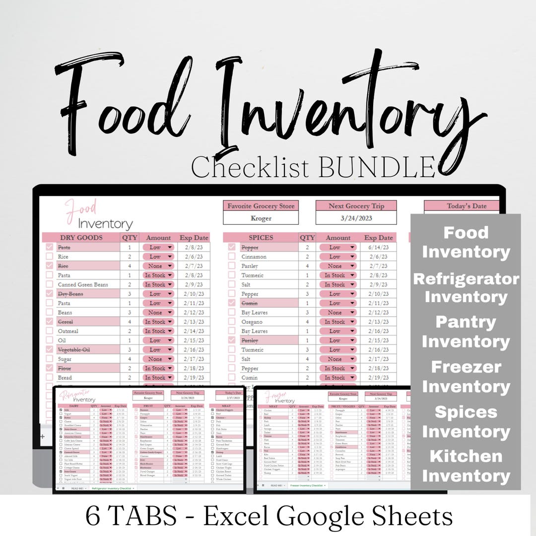 Food Inventory Template Bundle, Ultimate Food Tracker Spreadsheet List ...