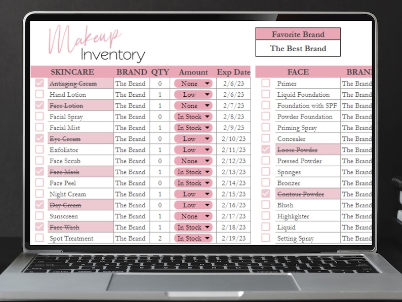 Makeup Inventory Management Makeup Artist Makeup Planner - Etsy