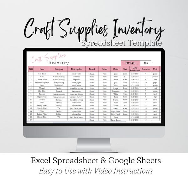 Craft Supply Inventory Sheet - Etsy