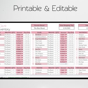 Toiletries Inventory, Toiletries Packing List for Travel, Household ...
