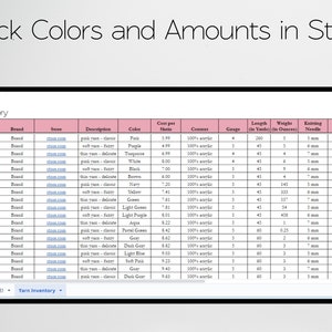 Yarn Inventory Tracker Excel Spreadsheet, Yarn Organizer Worksheet ...