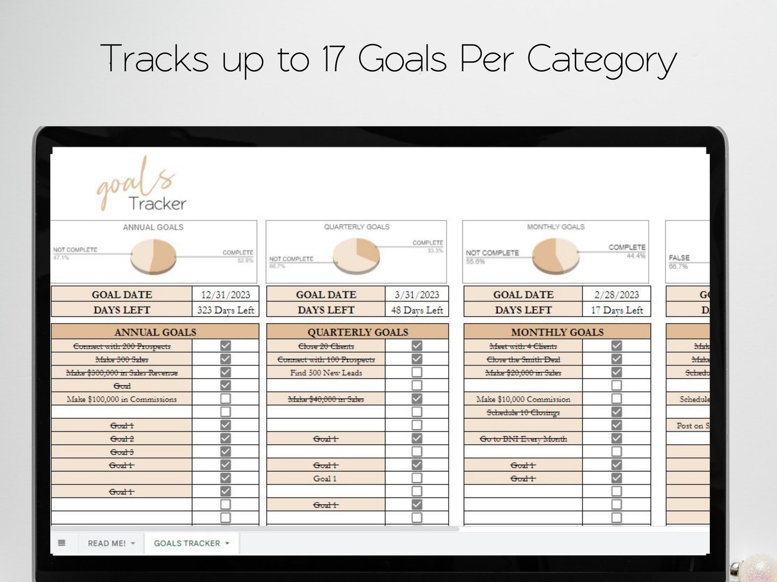 Goal Tracker Google Sheet Goals Tracker Excel Goals Tracker - Etsy
