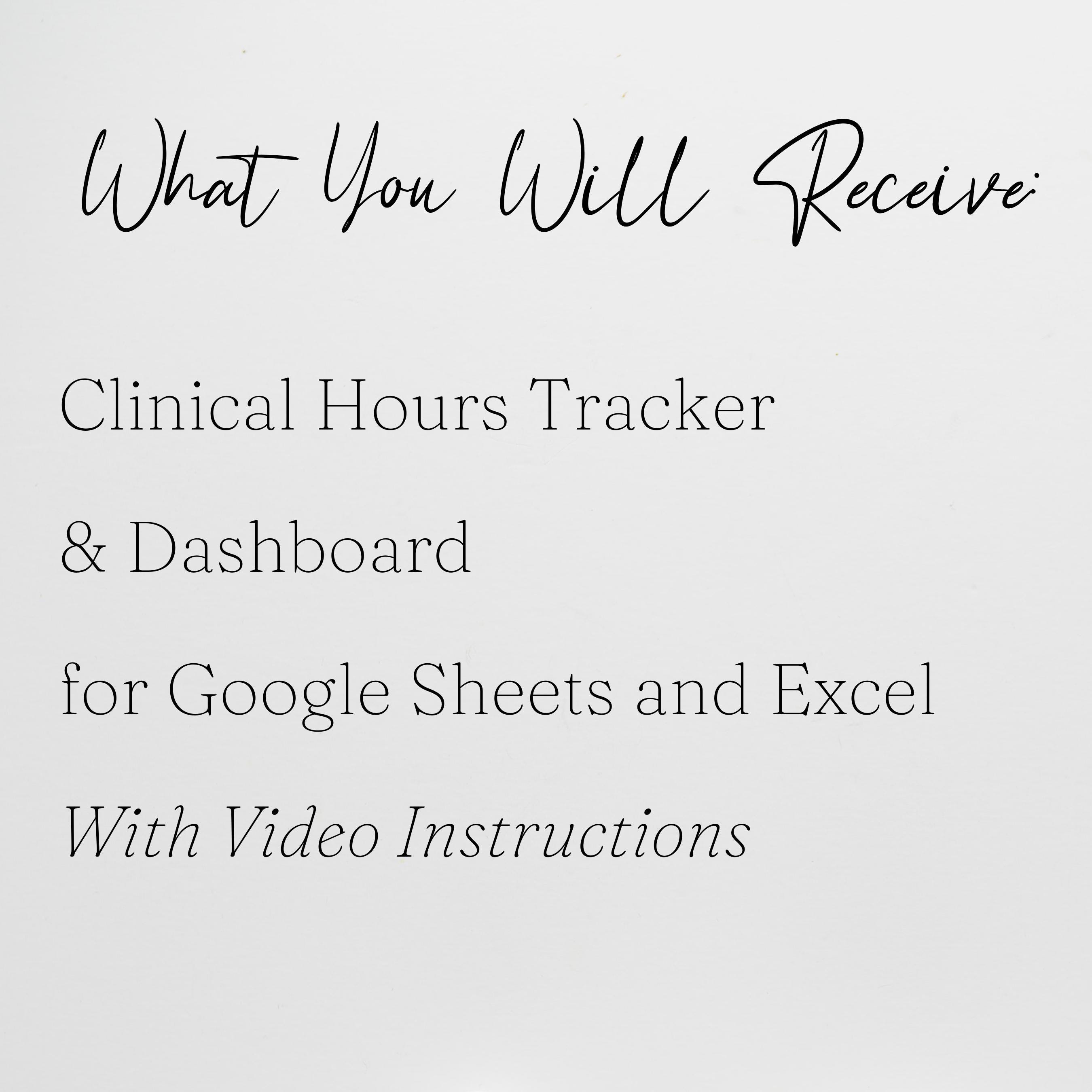 Clinical Hours Tracker Spreadsheet, Residency Hours Sheet, Supervision ...