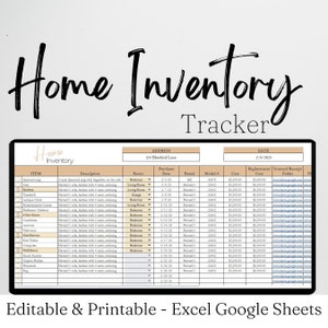 Home Inventory Checklist, Home Inventory Template, Home Inventory ...