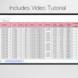 Church Membership Directory Template Excel Spreadsheet, Church ...