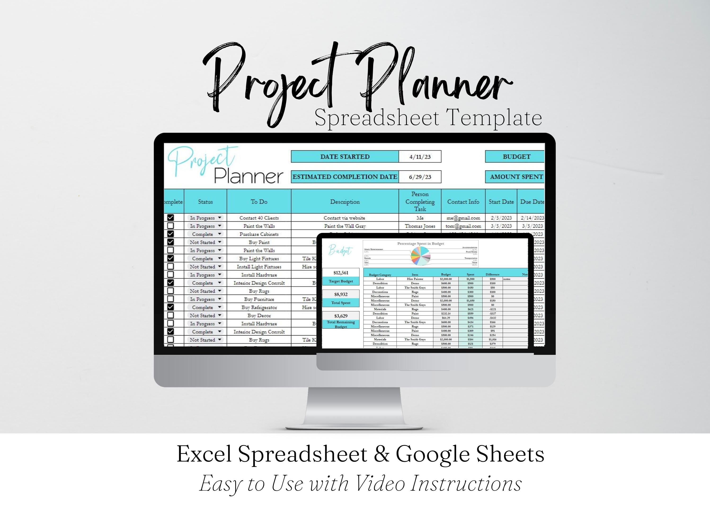 Project Management, Productivity Planner Project Tracker Business ...