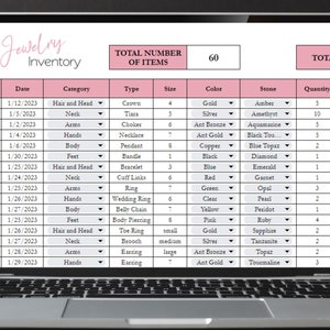 Jewelry Inventory Tracker, Jewelry Making Planner List Excel ...