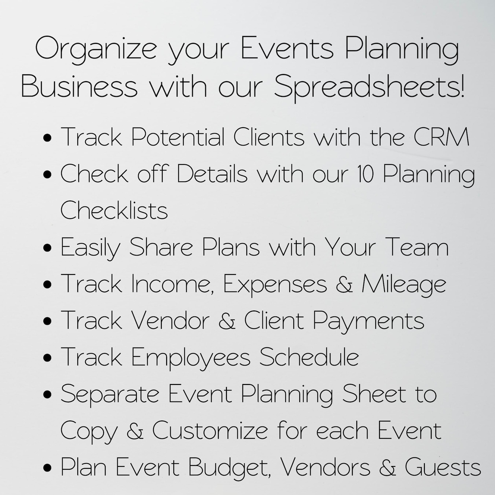 Event Planning Business Template, Event Planner Spreadsheet Template ...