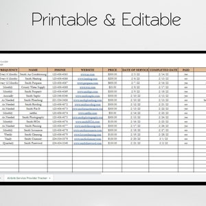 Vendor List, Service Provider Tracker, Rental Property Maintenance ...