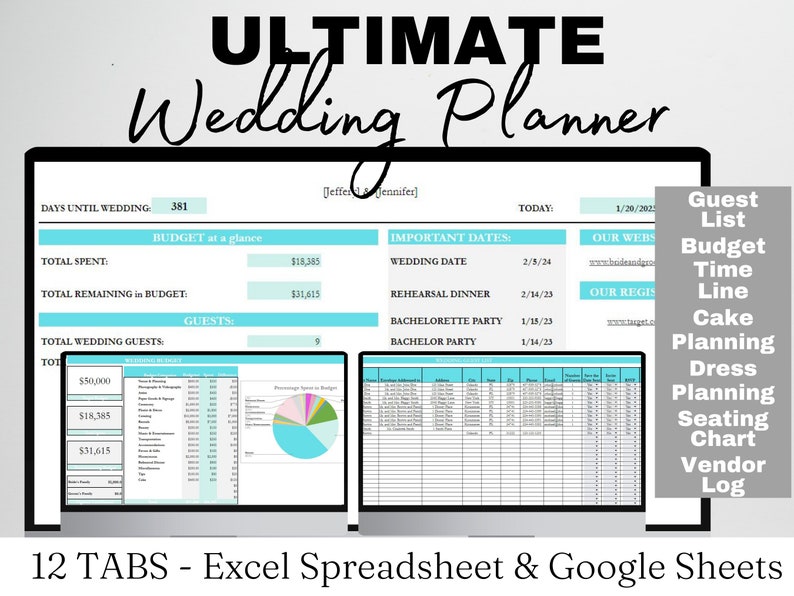 Digital Wedding Planner Excel, Wedding Timeline Template, Wedding ...