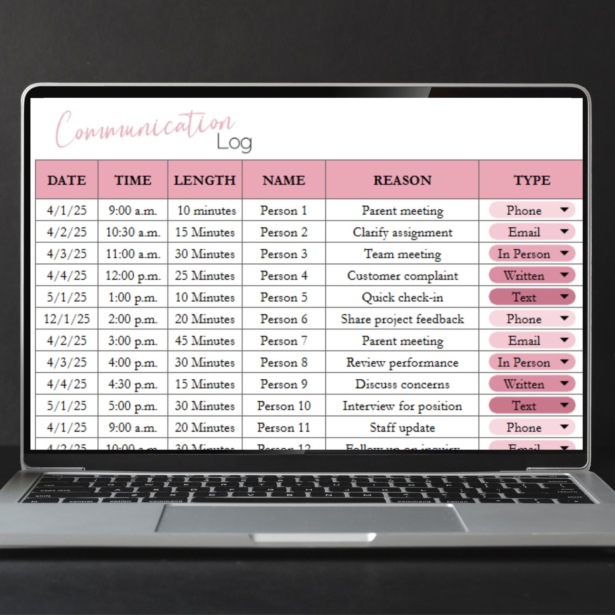 Communication Log Template, Phone Log, Email Tracker, Parent Call Log ...
