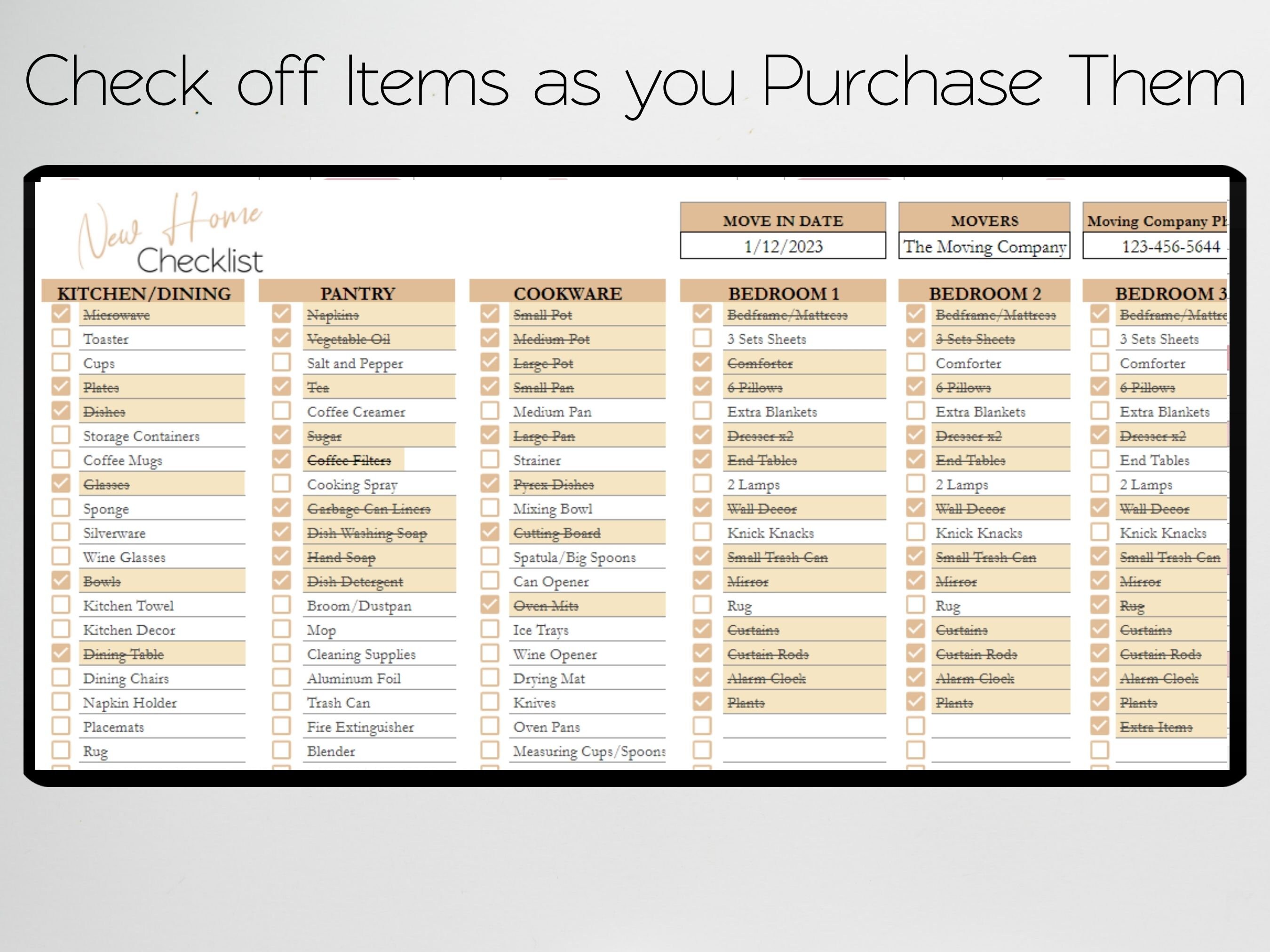 New Home Essentials Checklist First New Home Checklist Room - Etsy