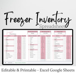Freezer Inventory Template, Freezer Checklist, Freezer List, Food ...