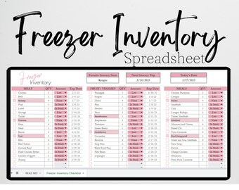 Freezer Inventory Template, Freezer Checklist, Freezer List, Food ...