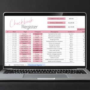 Checkbook Register Excel Spreadsheet, Digital Check Book Google Sheets ...