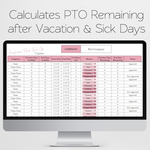 Employee PTO Tracker Template, Vacation Tracker, Leave Tracker, Time ...