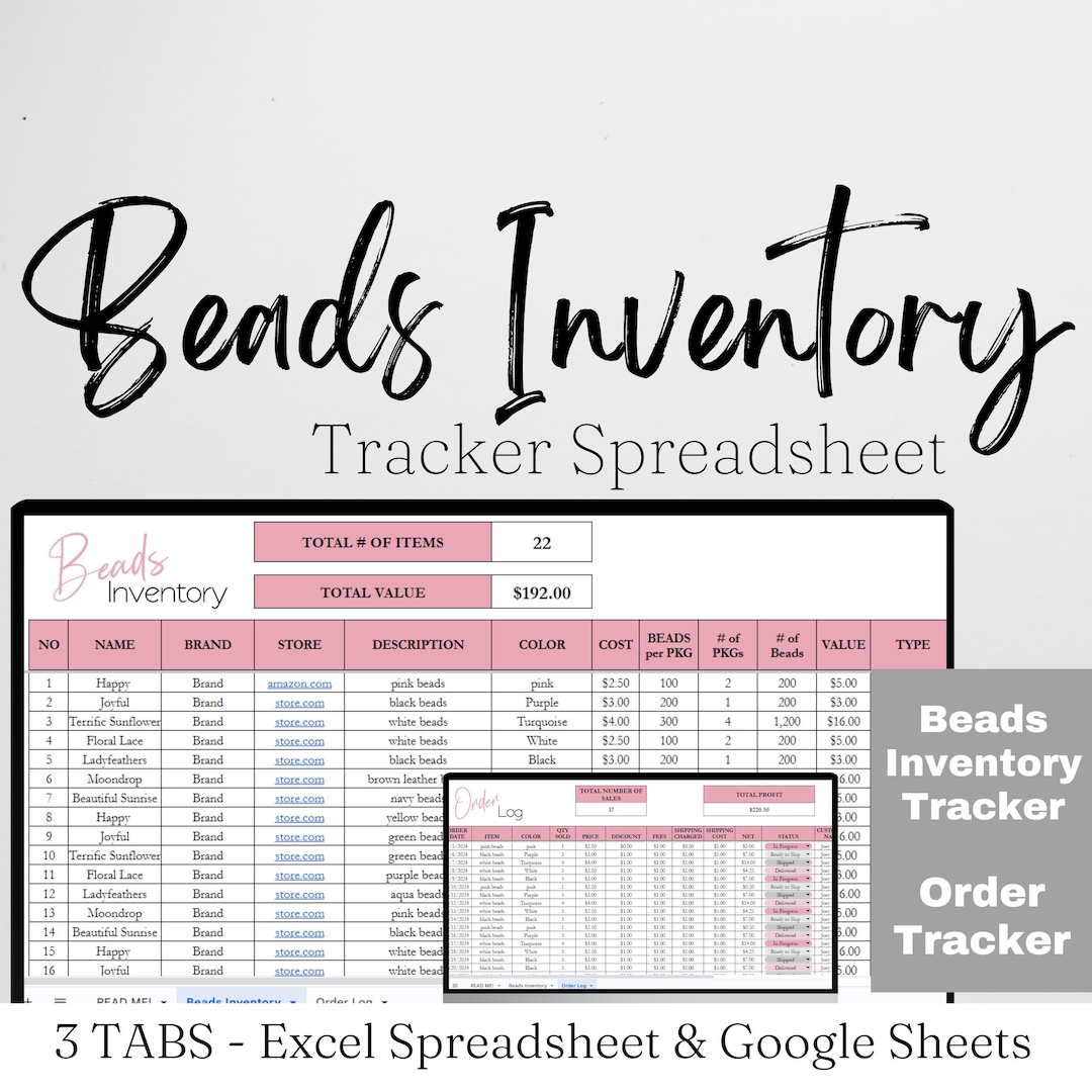 Bead Inventory Tracker, Beads Organization, Business Template ...