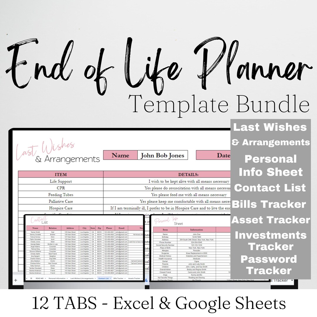 End of Life Planner, Emergency Binder, Just in Case of Death Planner ...