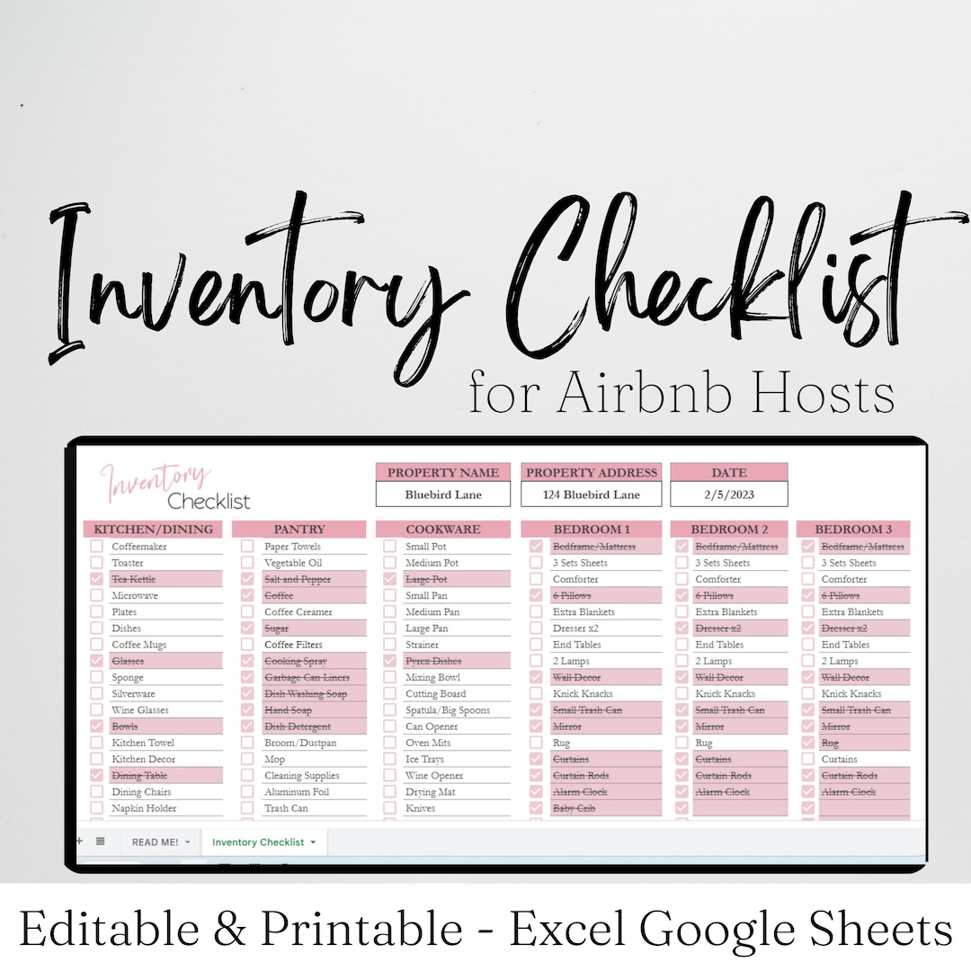 Checklist Inventory Bundle, Rental Property Furniture List, Short Term ...