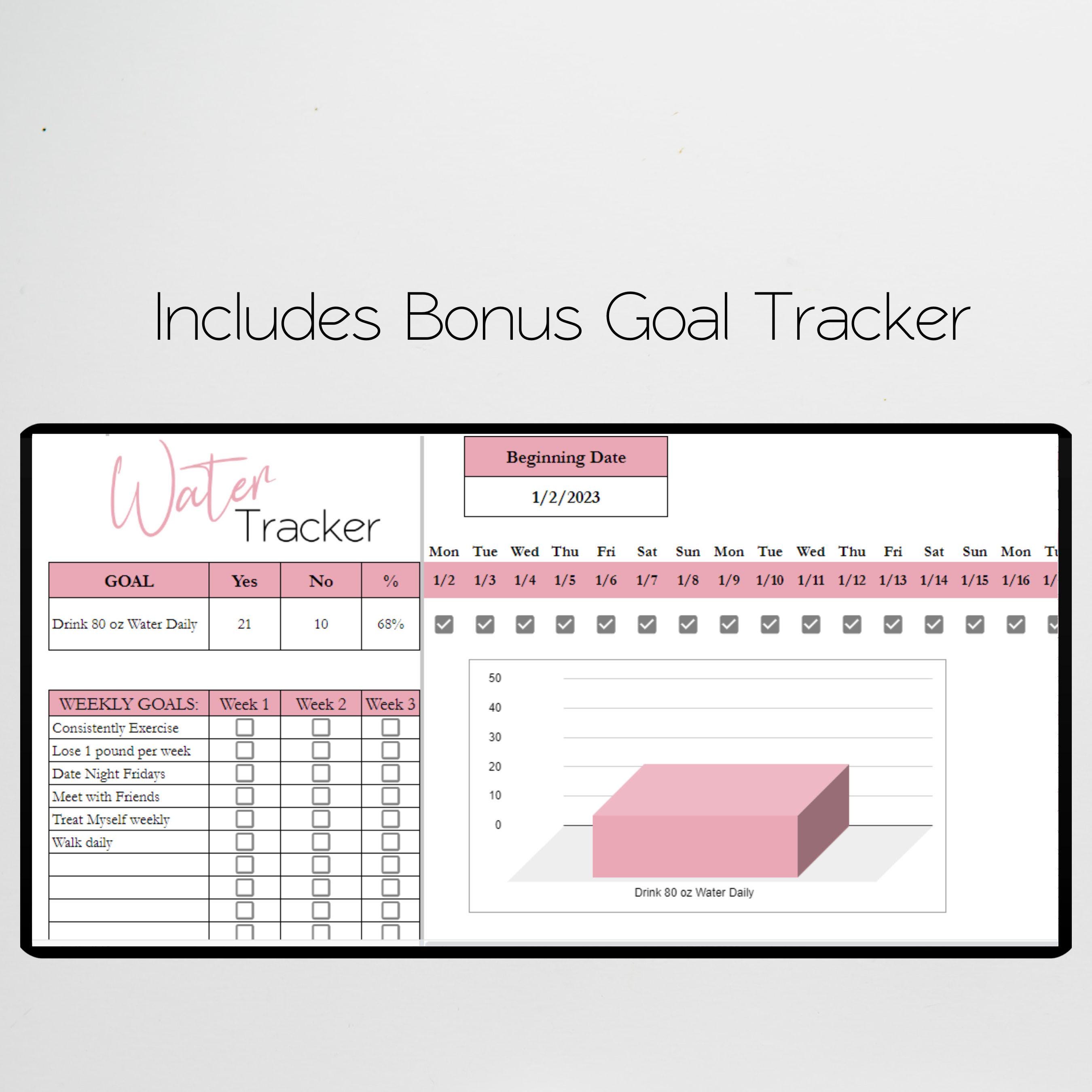 Water Tracker Template Excel Spreadsheet, Water Tracking Google Sheets ...