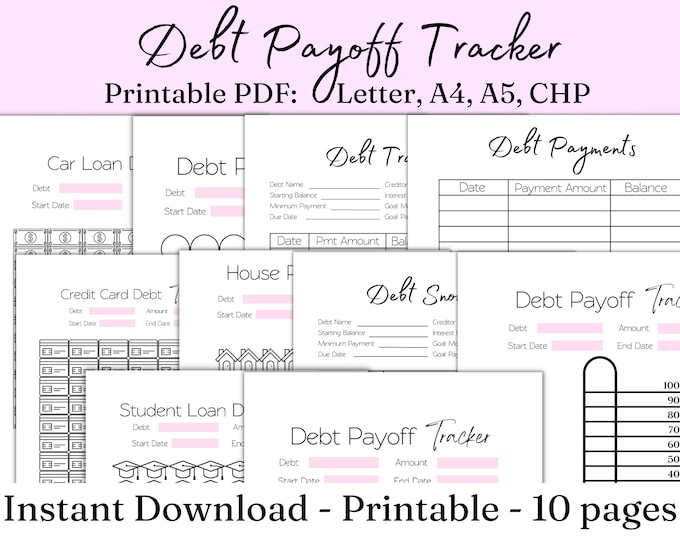 Debt Snowball Trackers Charts, PRINTABLE Debt Progress Charts, Debt ...