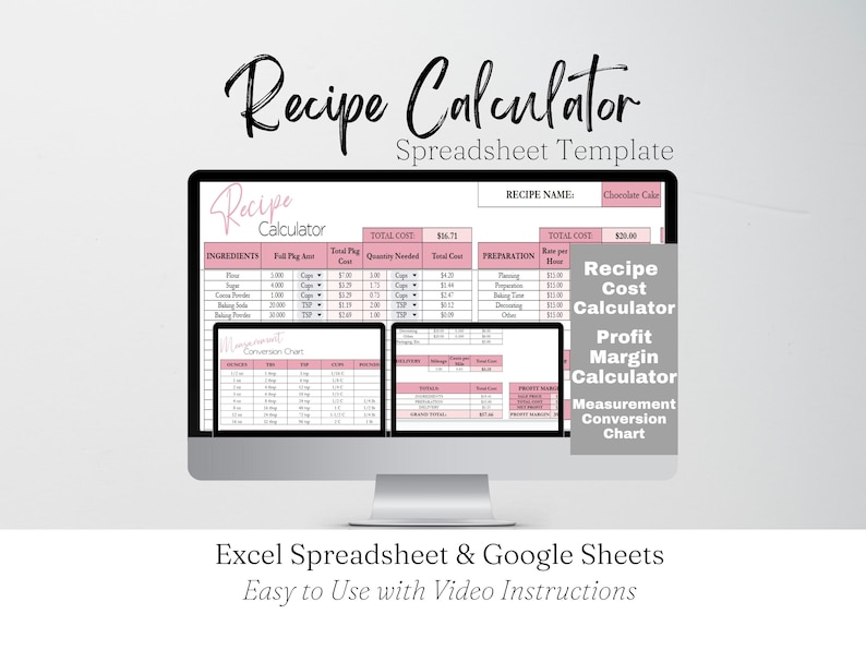 Recipe Calculator, Recipe Cost Calculator Google Sheets, Recipe ...