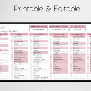 Checklist Inventory Bundle, Rental Property Furniture List, Short Term ...