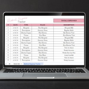 Medical Expense Tracker, Tax Deductions Tracking Sheet, HSA Tracker FSA, Medical Spreadsheet ...