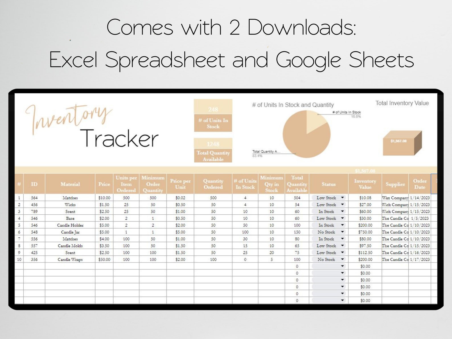 Inventory Spreadsheet Google Sheets, Inventory Tracking Spreadsheet ...
