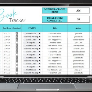Reading Tracker Spreadsheet, Reading Tracker Google Sheets, Book ...