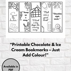 Chocolate & Ice Cream Coloring Bookmarks: Sweet Quotes (A4 PDF Digital ...