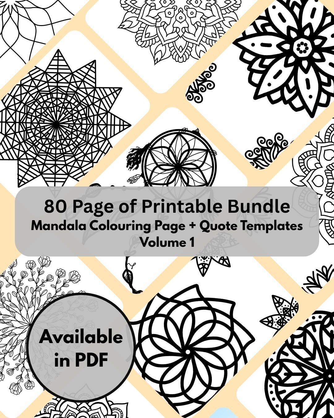 Mandala Coloring Pages With Positive Quotes: 80-page Printable Bundle ...