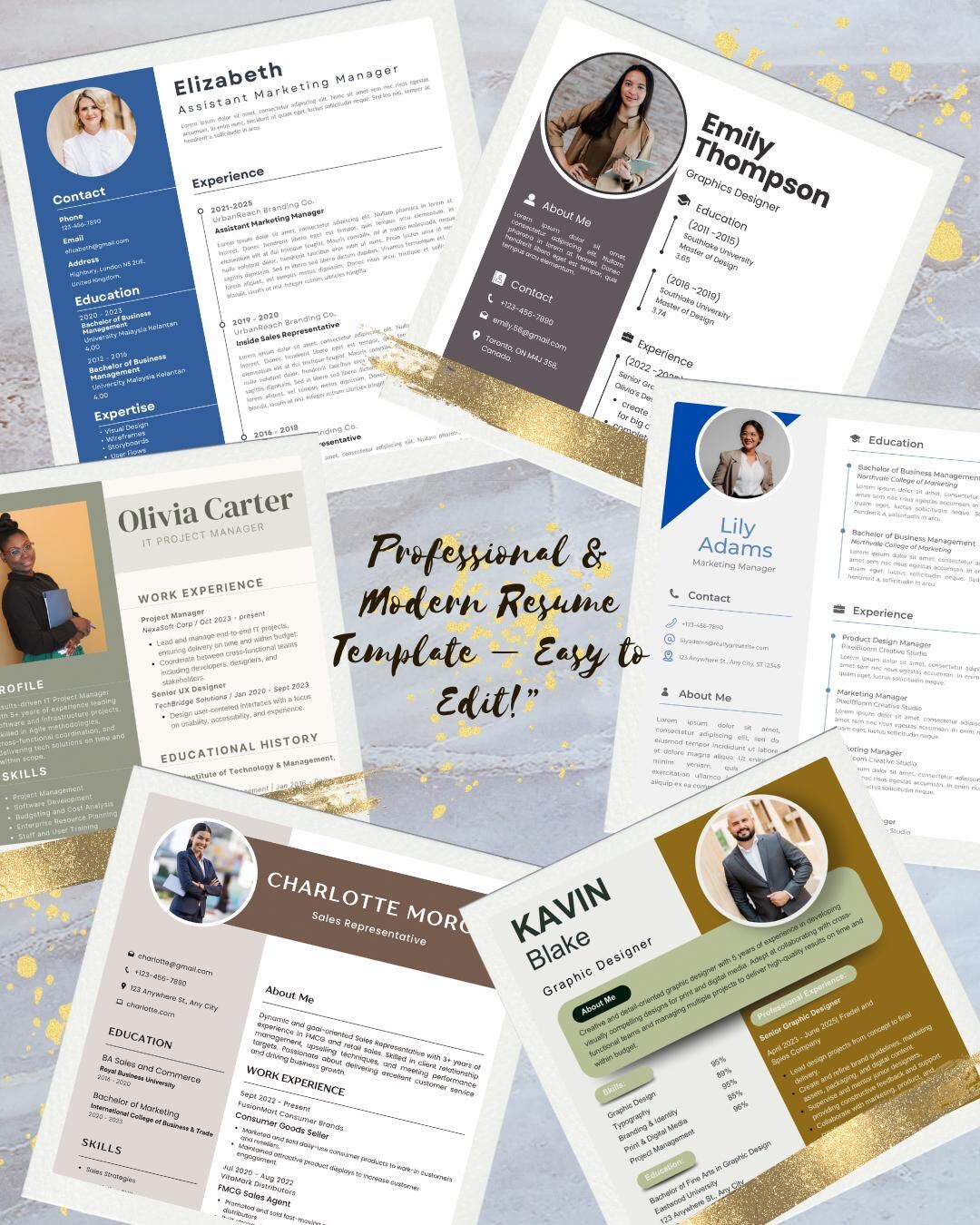 1 Page of Resume Templates Bundle | Modern CV Templates for Job Seekers ...