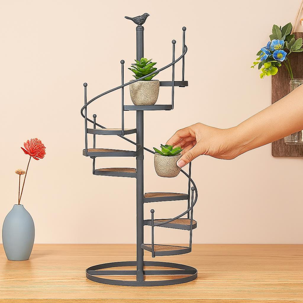 Rotating Iron Spiral Staircase Plant Stand: Multi-tier Indoor Decor - Etsy