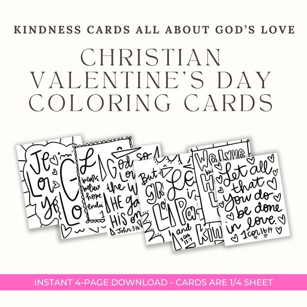 God's Love Bible Verse Note Cards Printable Scripture Valentines Cute ...