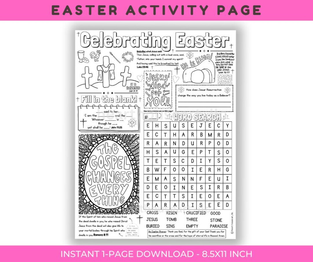 Printable Easter Christian Worksheet, Sunday School Activity Coloring ...