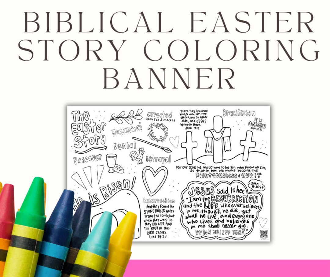 Easter Story Coloring Page, Christian Easter, 24x36 Poster, Coloring ...