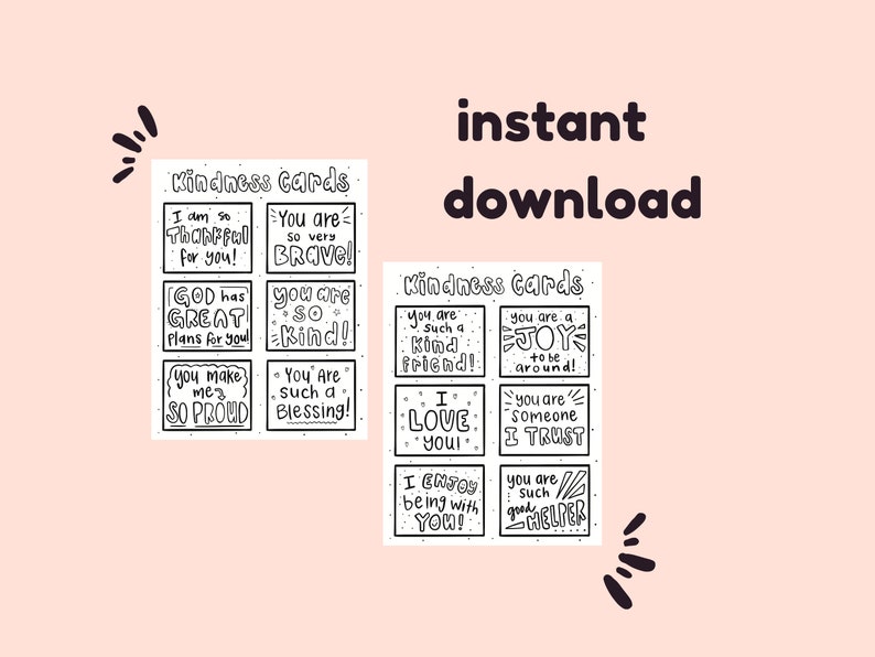 Kindness Coloring Cards: Positive Affirmations, Kids Encouragement (PDF ...