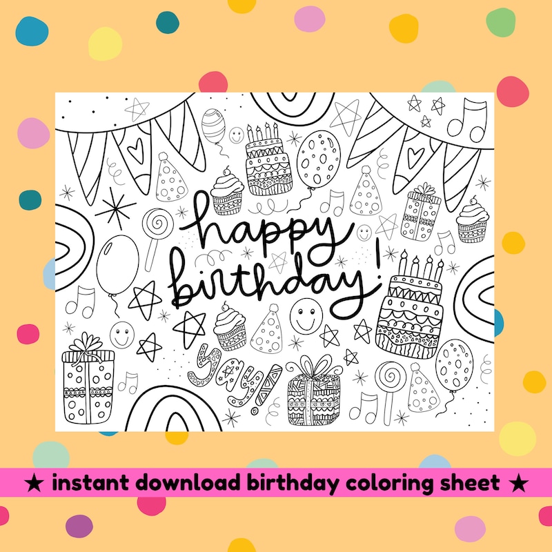 Birthday Coloring - Etsy
