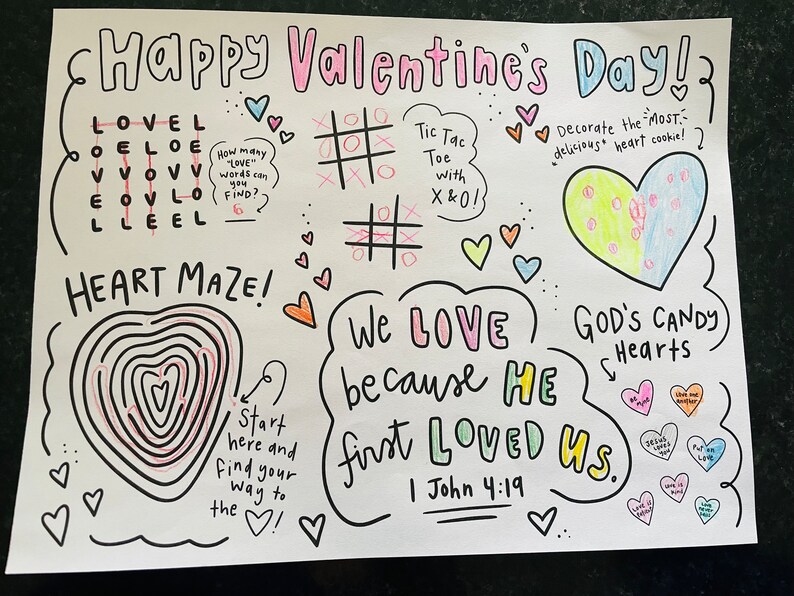 Christian Valentine's Day Activity Sheet for Kids, Scripture Valentine ...