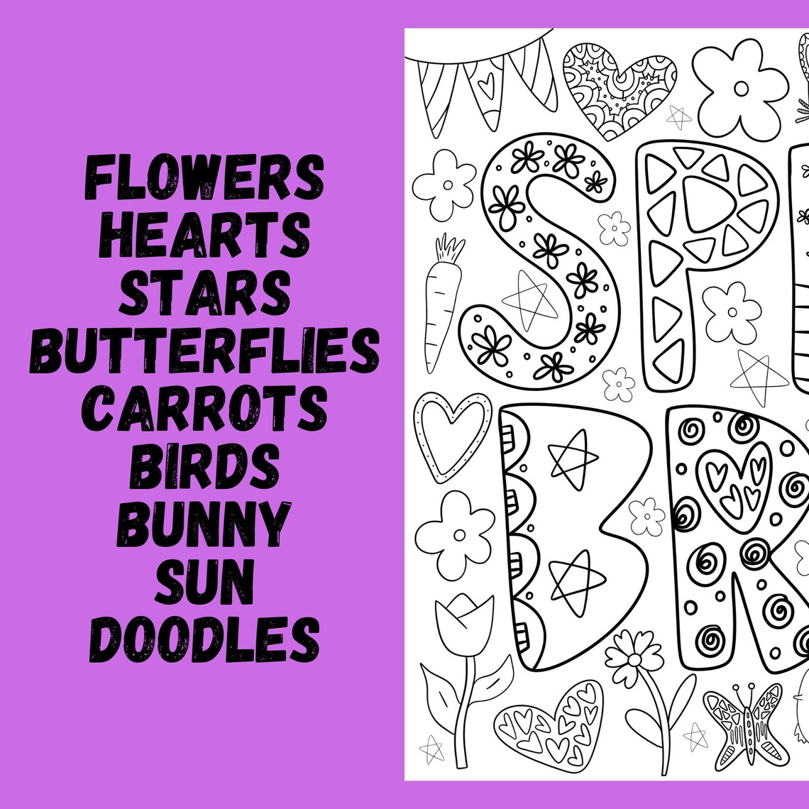 Spring Break Coloring Page - Printable - 30x42 Inches, Kids Spring ...