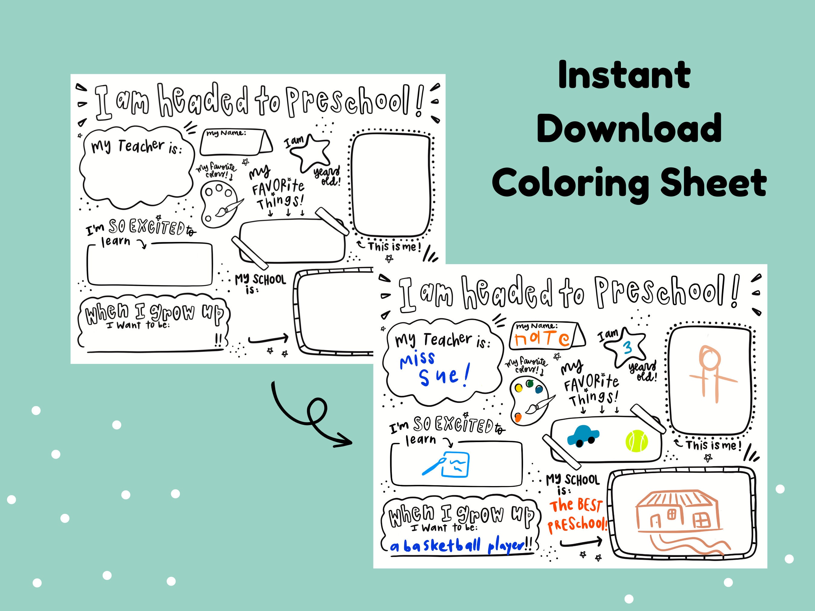 Preschool Sign, Back to School Sign, Preschool Worksheet, Preschool ...